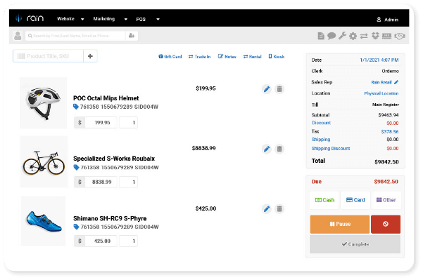 Bike Shop Point of Sale System | Rain Retail Software